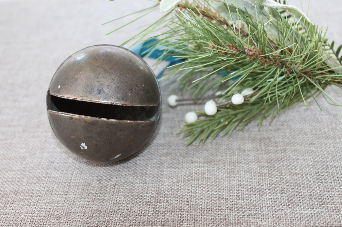 Antique Extra Large Bronze Sleigh Bell With Ribbon Vintage - Etsy