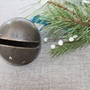 Antique Extra Large Bronze Sleigh Bell With Ribbon, Vintage Sleigh Bell ...