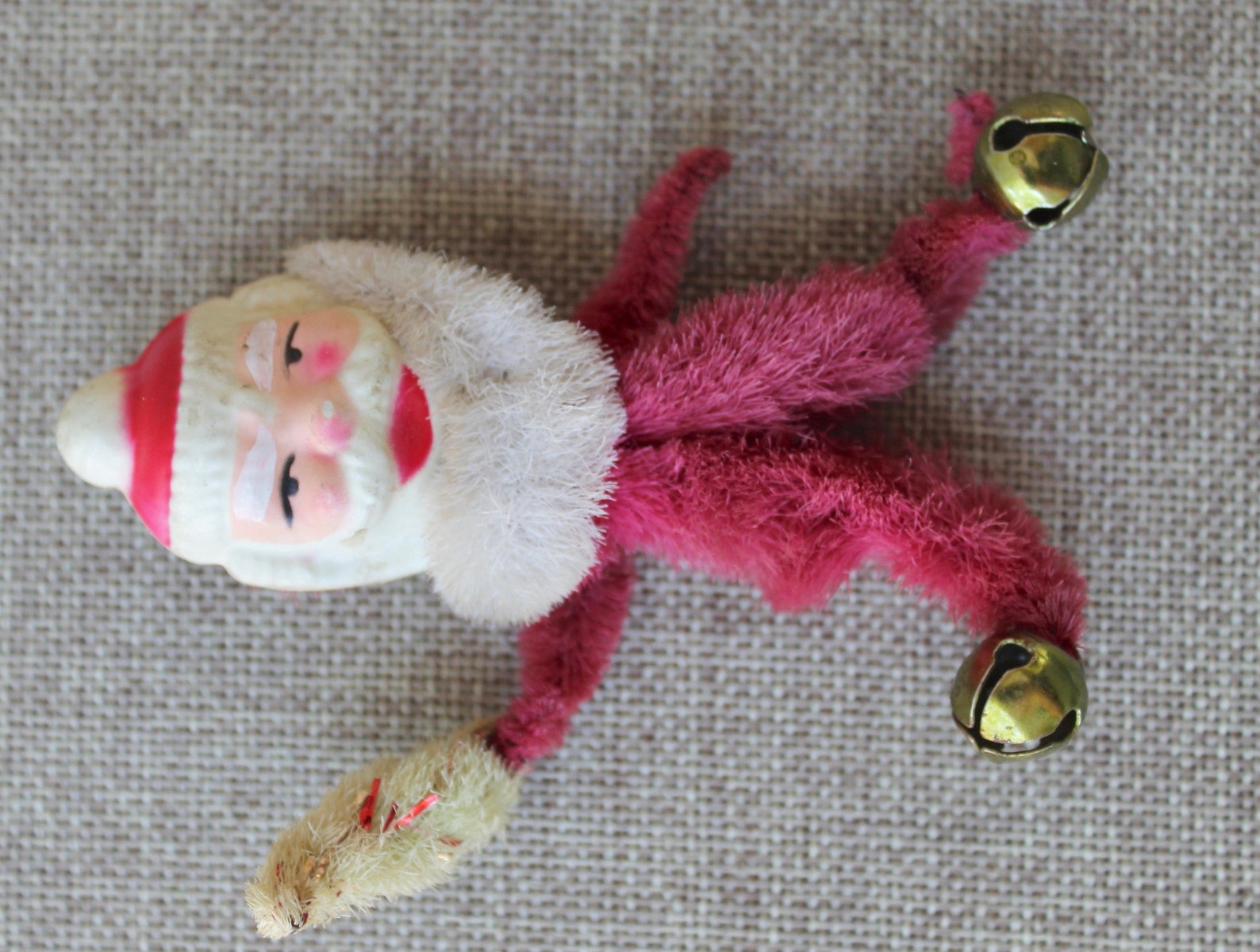 Vintage Chenille Pipe Cleaner Santa Claus and Cardboard | Etsy