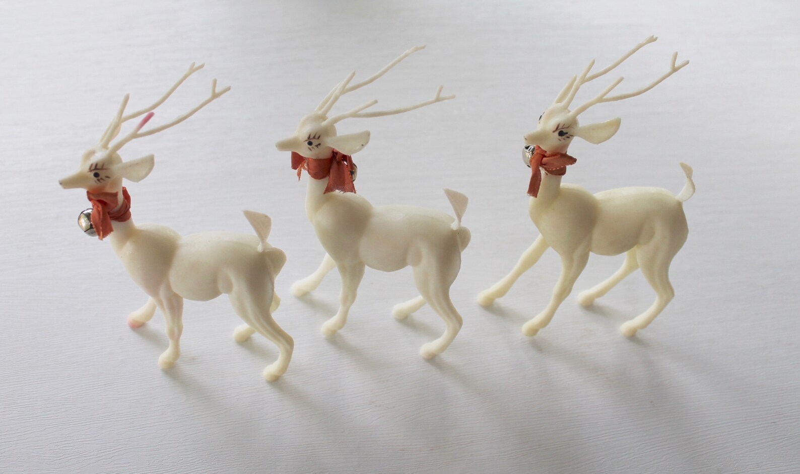Mid Century Trio of Small White Rubbery Plastic Reindeer Figures - 3 ...