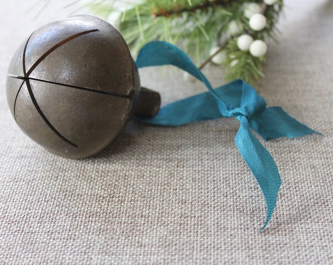 Antique Large Bronze Sleigh Bell With Ribbon, Vintage Sleigh Bell ...