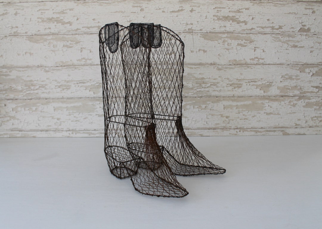 Vintage Wire Art Pair of Ladies Cowboy Boot Topiary Forms - Etsy