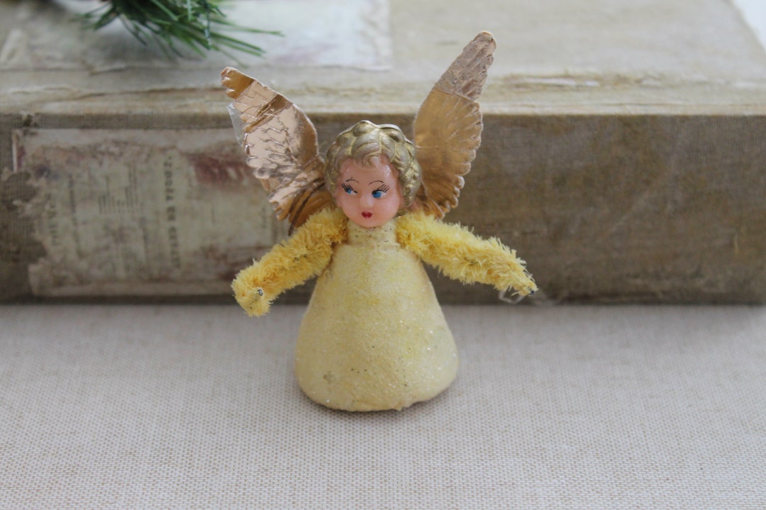 Vintage German Spun Cotton/pipe Cleaner Angel Christmas Tree Ornament ...