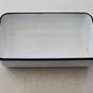 Vintage Large Rectangular Black and White Enamelware Pan, Vintage ...
