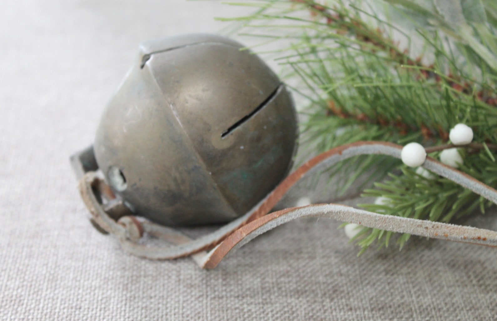 Vintage Extra Large Bronze Sleigh Bell With Rawhide String - Etsy