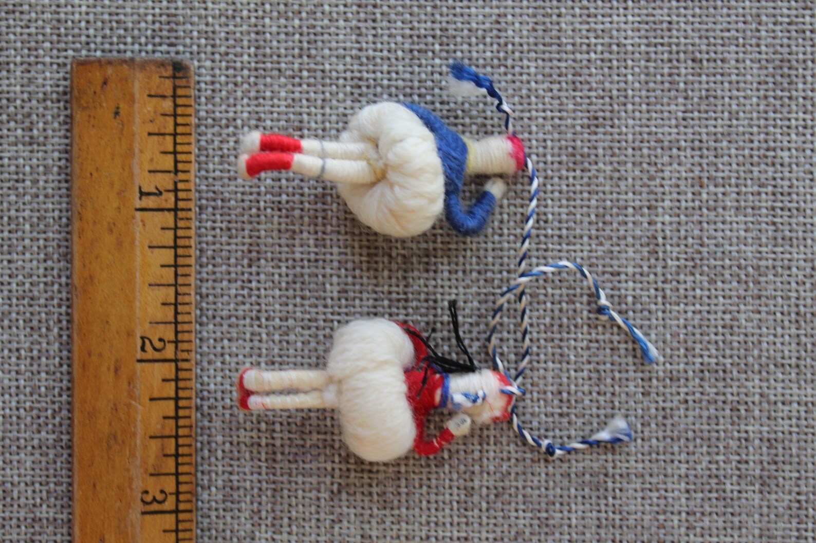 Vintage Tiny Yarn Doll Pair With Wire Bodies Vintage | Etsy