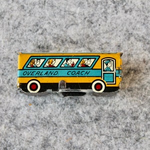 Antique Miniature Tin Lithograph Overland Coach Bus, Vintage Tiny Tin ...