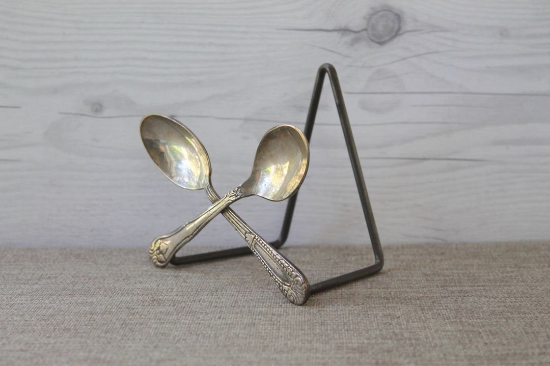 Up-cycled Vintage Spoon Plate Stand, Metal Plate Display Stand, Picture ...