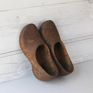 Vintage Pair of Cast Metal Clogs, Vintage Cast Metal Shoe Planters ...