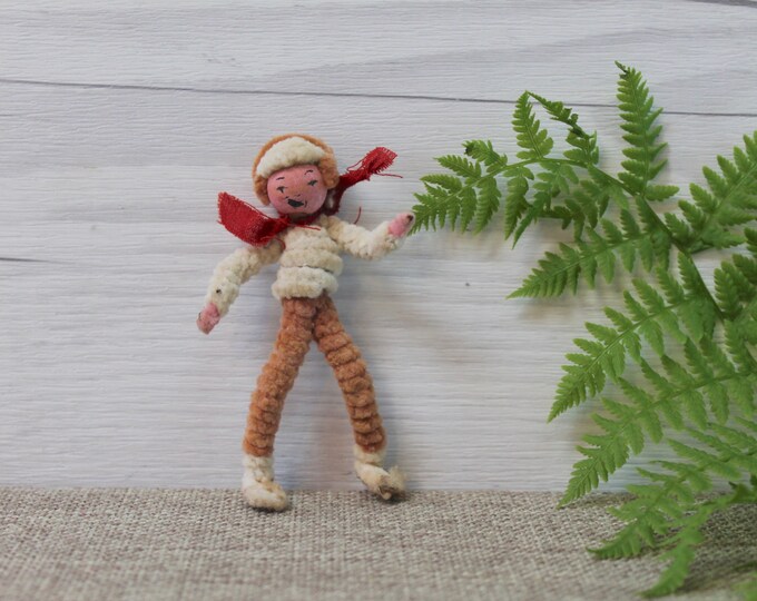 Vintage Small Chenille Pipe Cleaner/spun Cotton Figure Christmas Tree ...