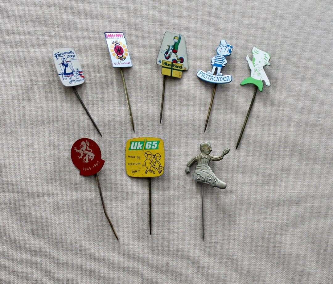 Vintage Lot of 8 Metal Stick Pins, Vintage Advertising Pins - Etsy