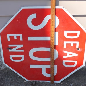 Antique Large Metal STOP Dead End Street Sign - Red and White, Vintage ...