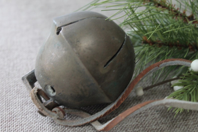 Vintage Extra Large Bronze Sleigh Bell With Rawhide String - Etsy