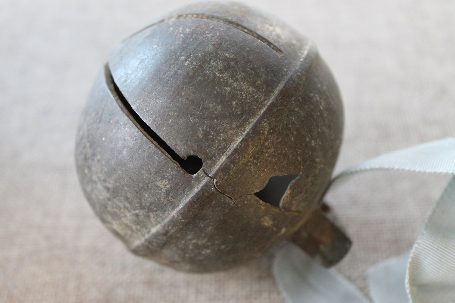 Antique Extra Large Bronze Sleigh Bell With Ribbon Vintage | Etsy