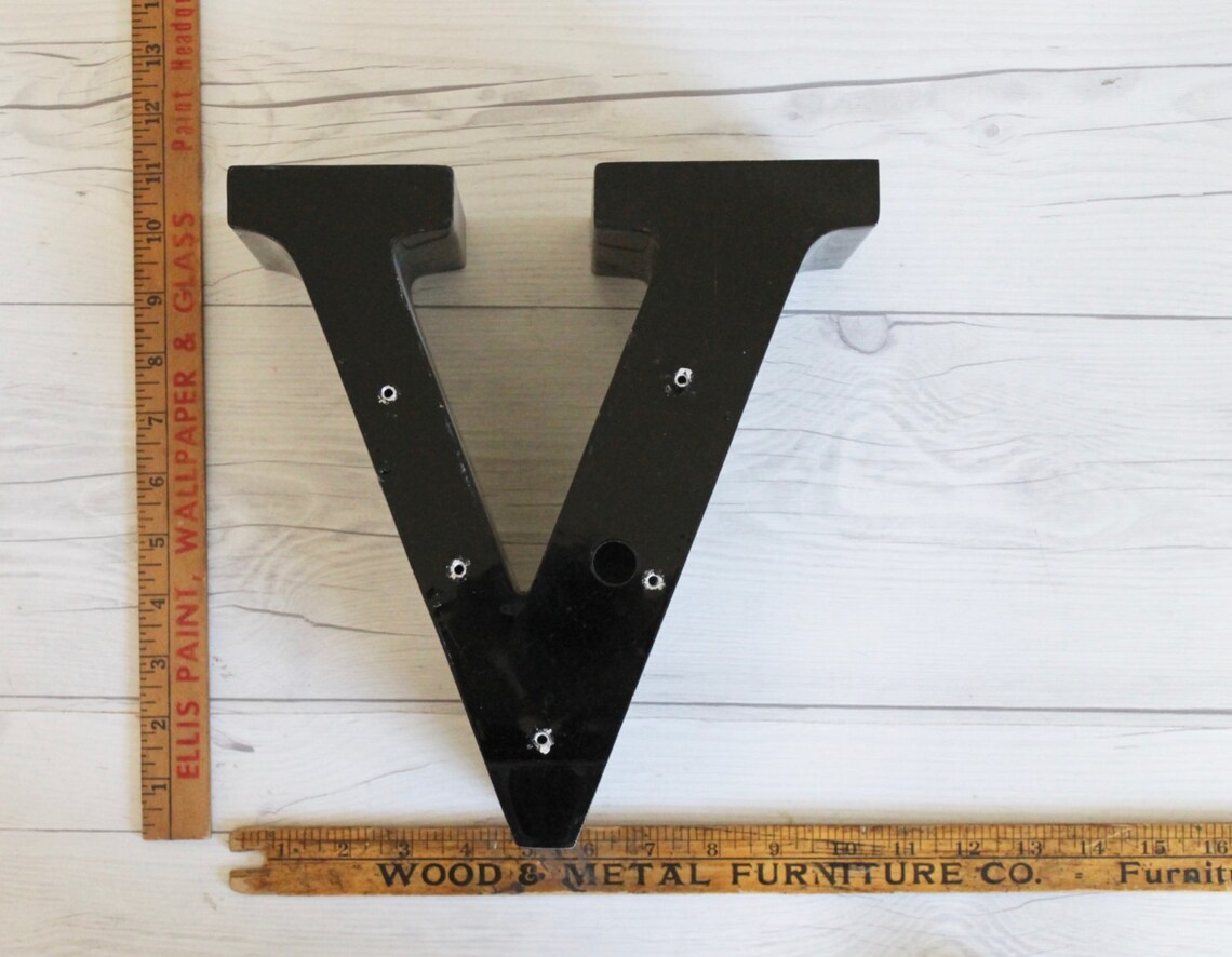 Vintage Large Channel Sign Letter V, Vintage Letter "v" 3D Neon Light ...