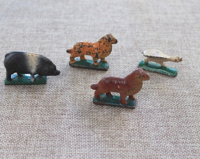 Vintage Set of 4 Small Metal Animals - Pig/dogs/duck, Vintage Miniature ...