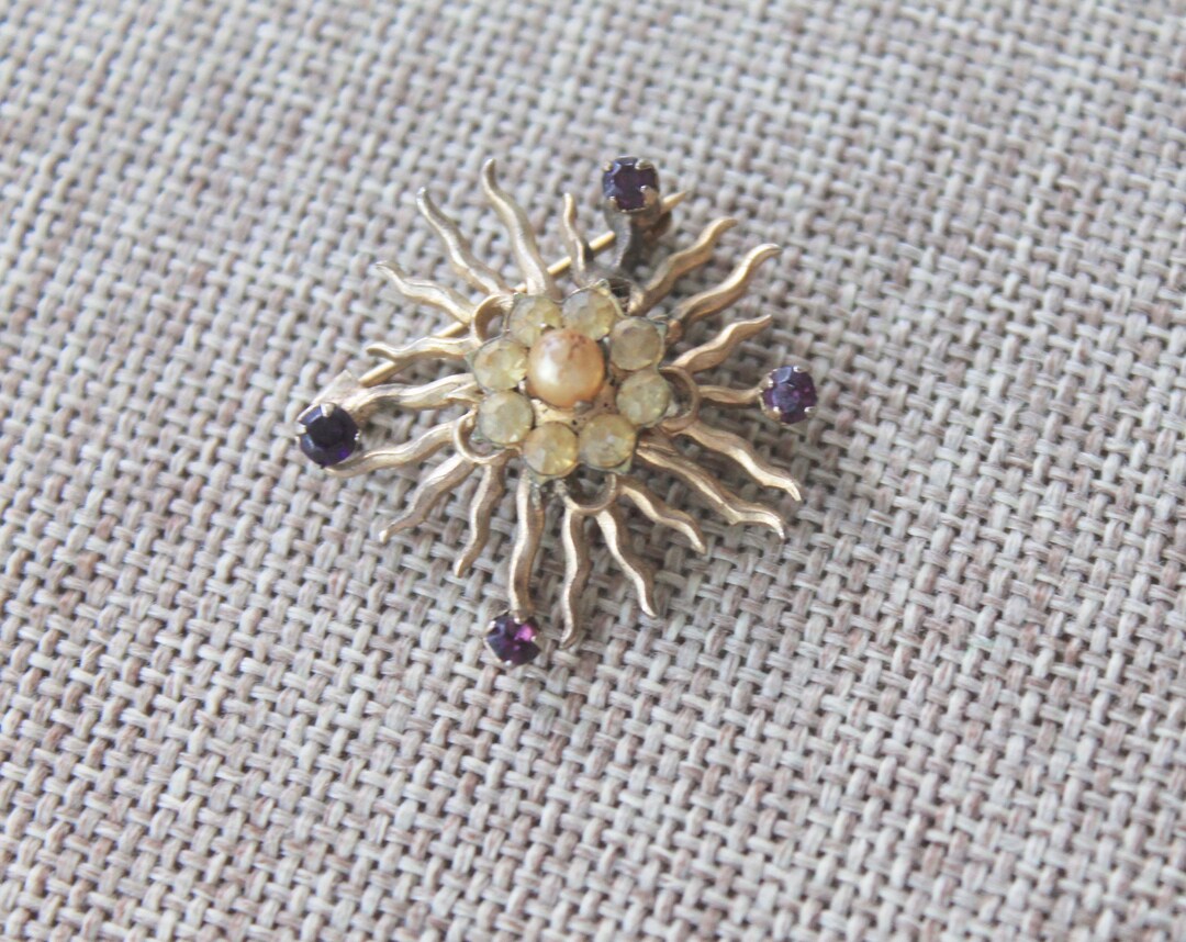 Vintage Starburst Brooch, Vintage Jewelry Pin - Etsy