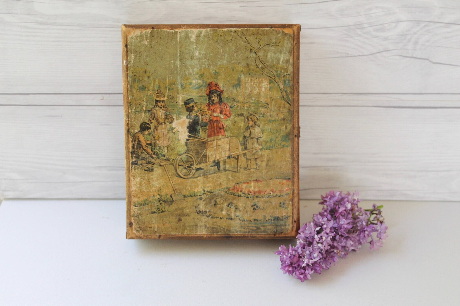 Vintage French Wooden Victorian Lithograph Picture Blocks Set in ...