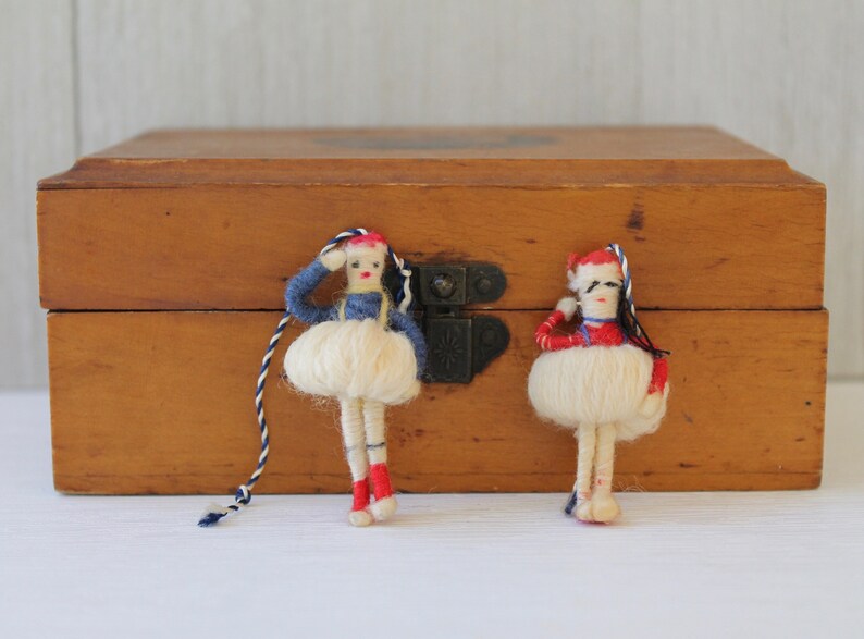 Vintage Tiny Yarn Doll Pair With Wire Bodies Vintage | Etsy