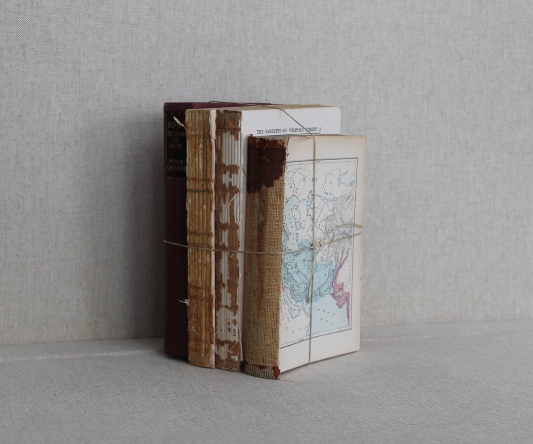 Vintage Deconstructed Hardcover Book Stack of 4, Vintage Display Book ...