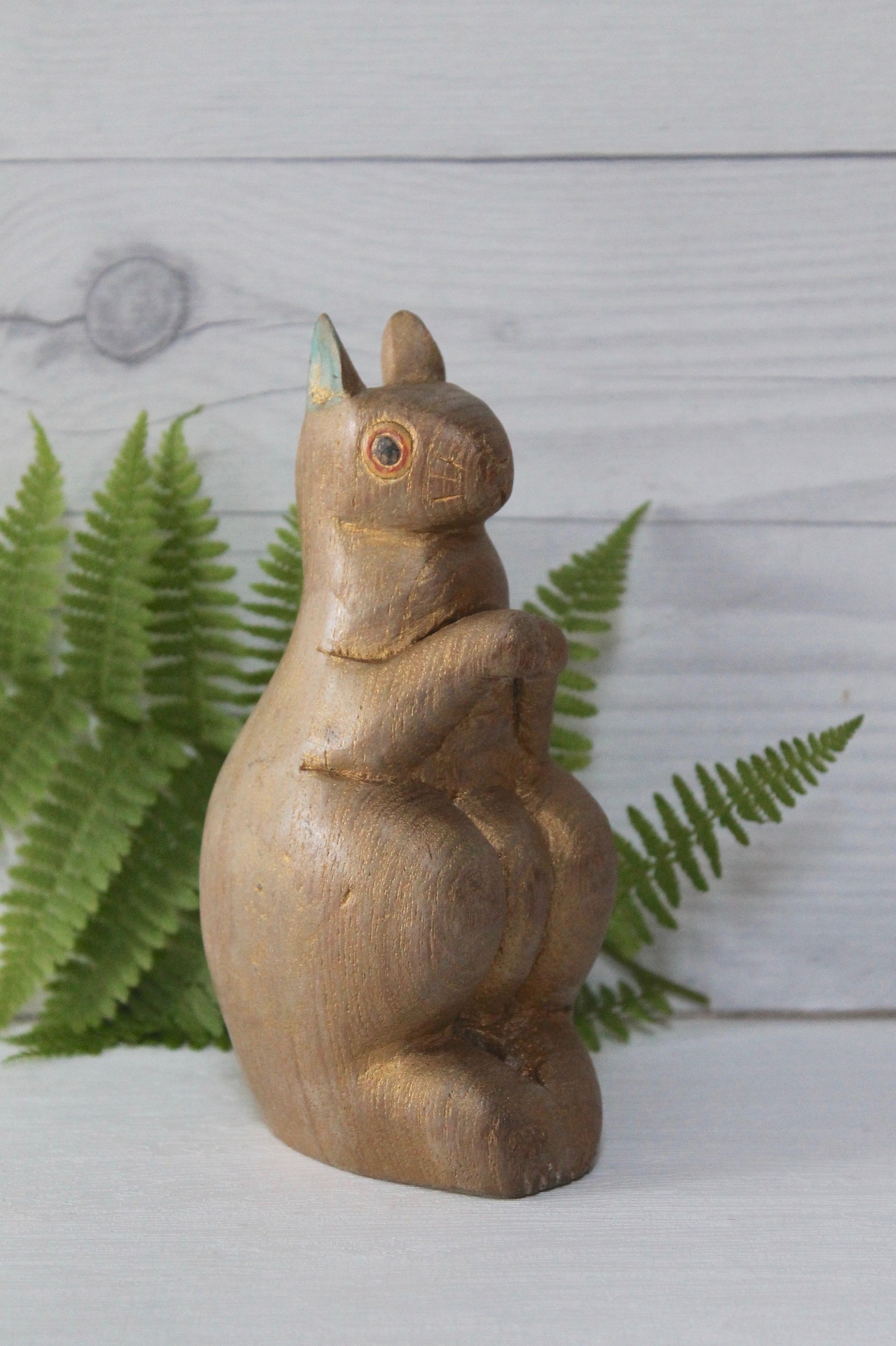 Vintage Hand Carved Wood Squirrel Figure Folk Art Carved Wood - Etsy