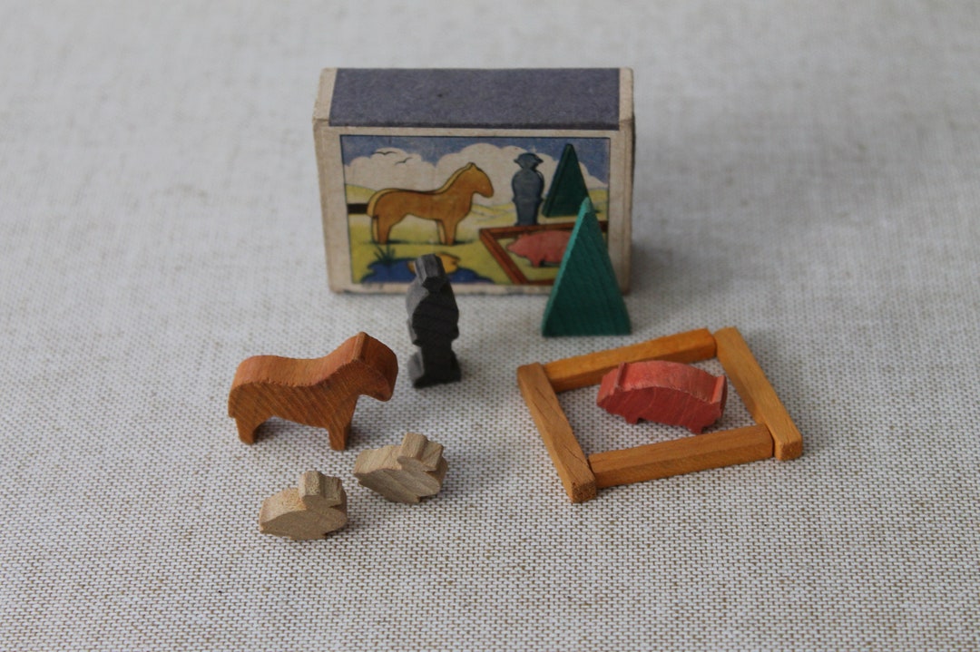 Vintage Miniature German Wooden Blocks/figures in Original - Etsy