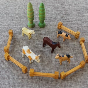 Vintage 5 Wooden German Erzgebirge Animals - RARE Larger Scale Size ...