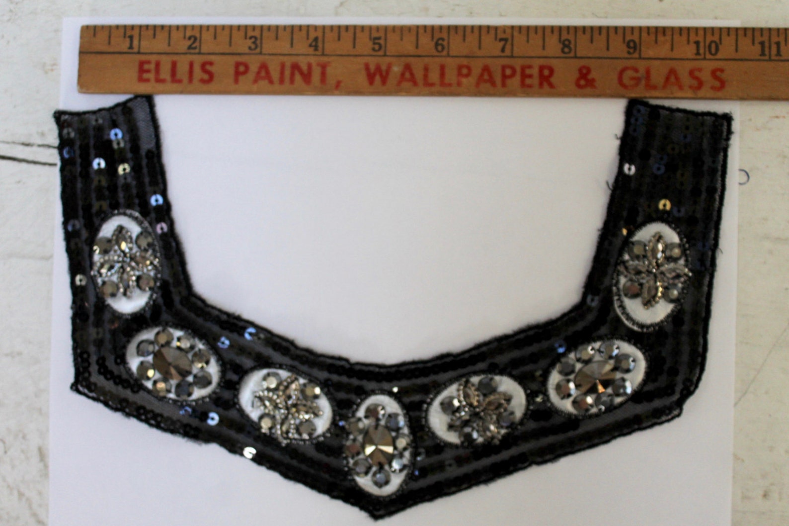 Vintage Neck Collar -1980s Stock Sample, Metallic Beads and Black ...