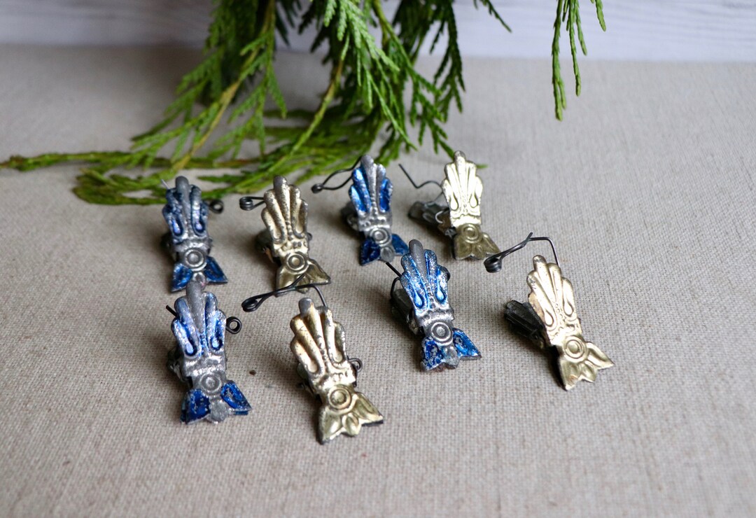 Vintage Unique Set of 8 Metal Christmas Candle Tree Clips, Vintage ...
