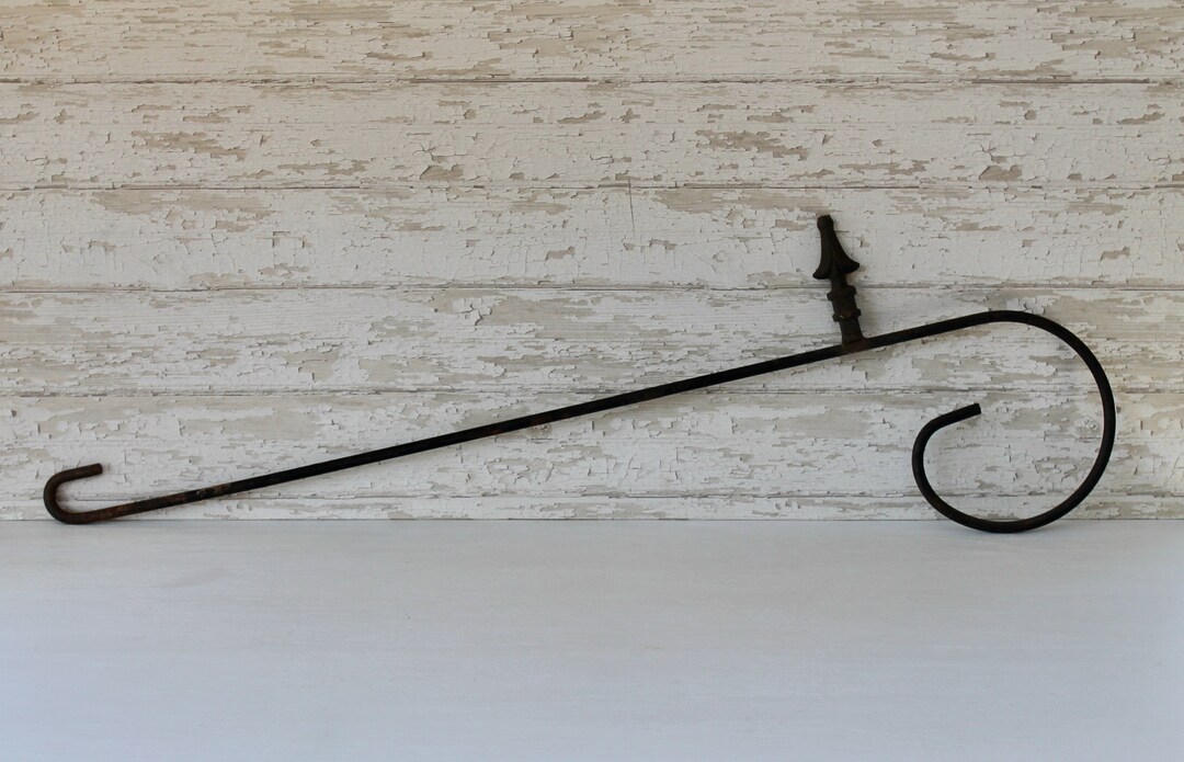 Vintage Large Cast Iron Sign Holder Rod, Vintage Banner Holder Rod ...