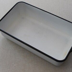 Vintage Large Rectangular Black and White Enamelware Pan, Vintage ...
