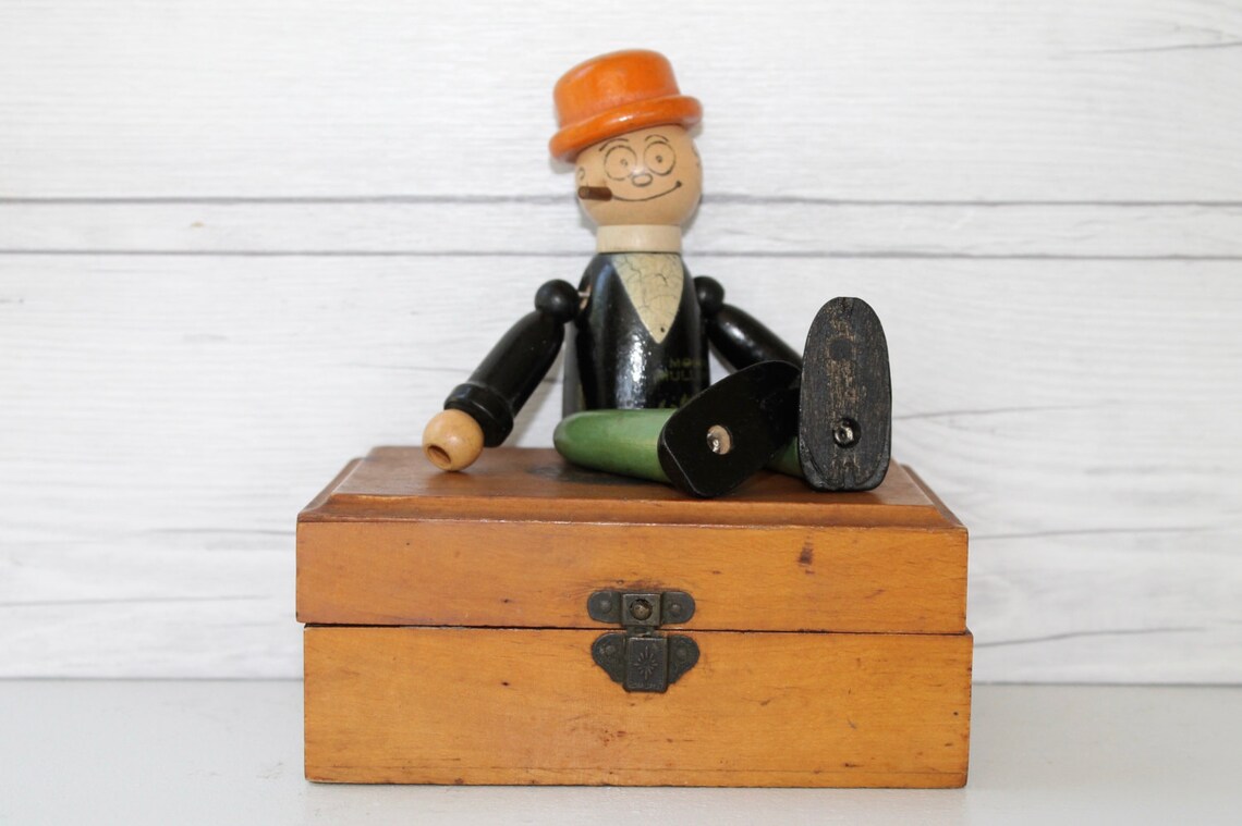 Vintage Wood Jointed Moon Mullins String Doll Vintage Wooden | Etsy