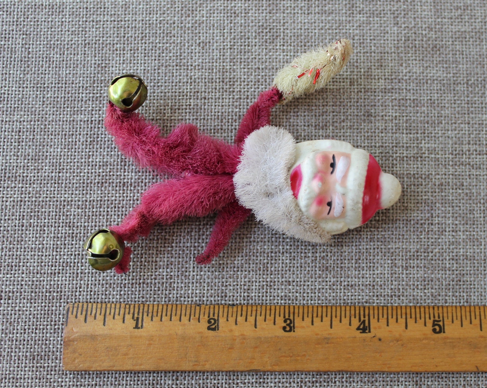 Vintage Chenille Pipe Cleaner Santa Claus and Cardboard | Etsy