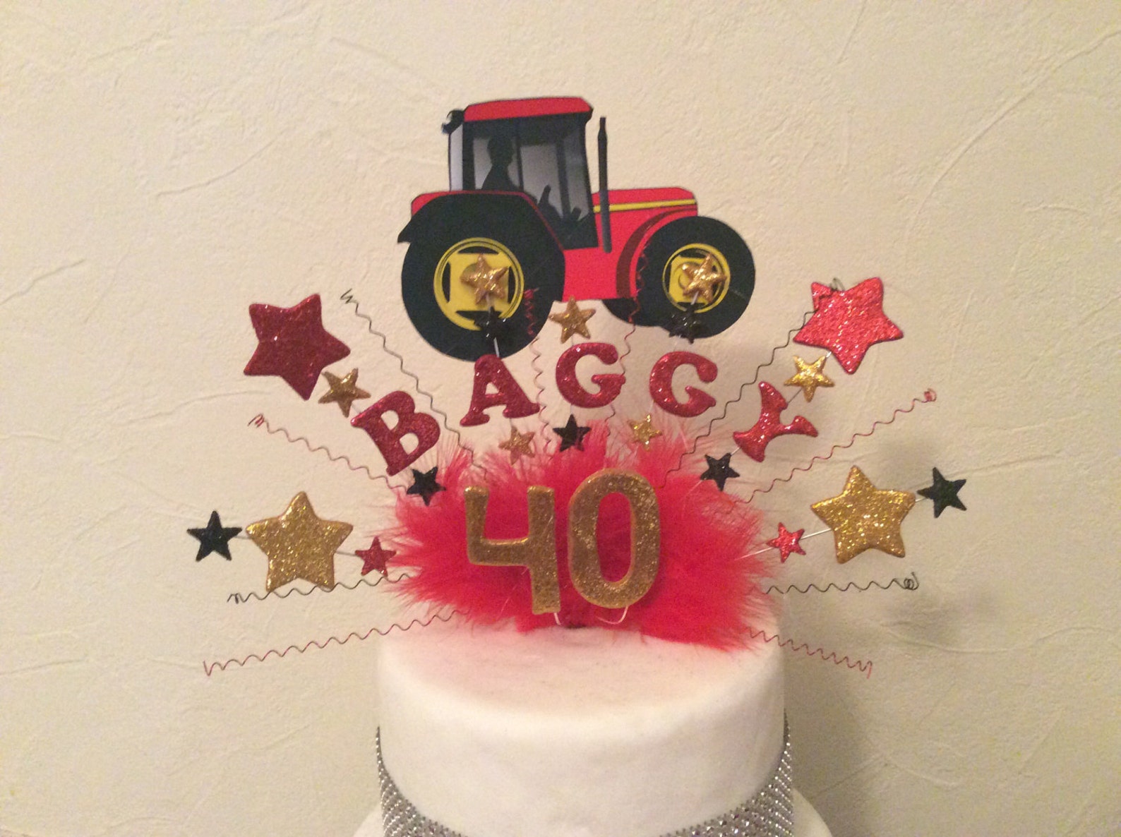 Tractor Cake Topper /centre Piece . Made With Your Choice of Name and ...