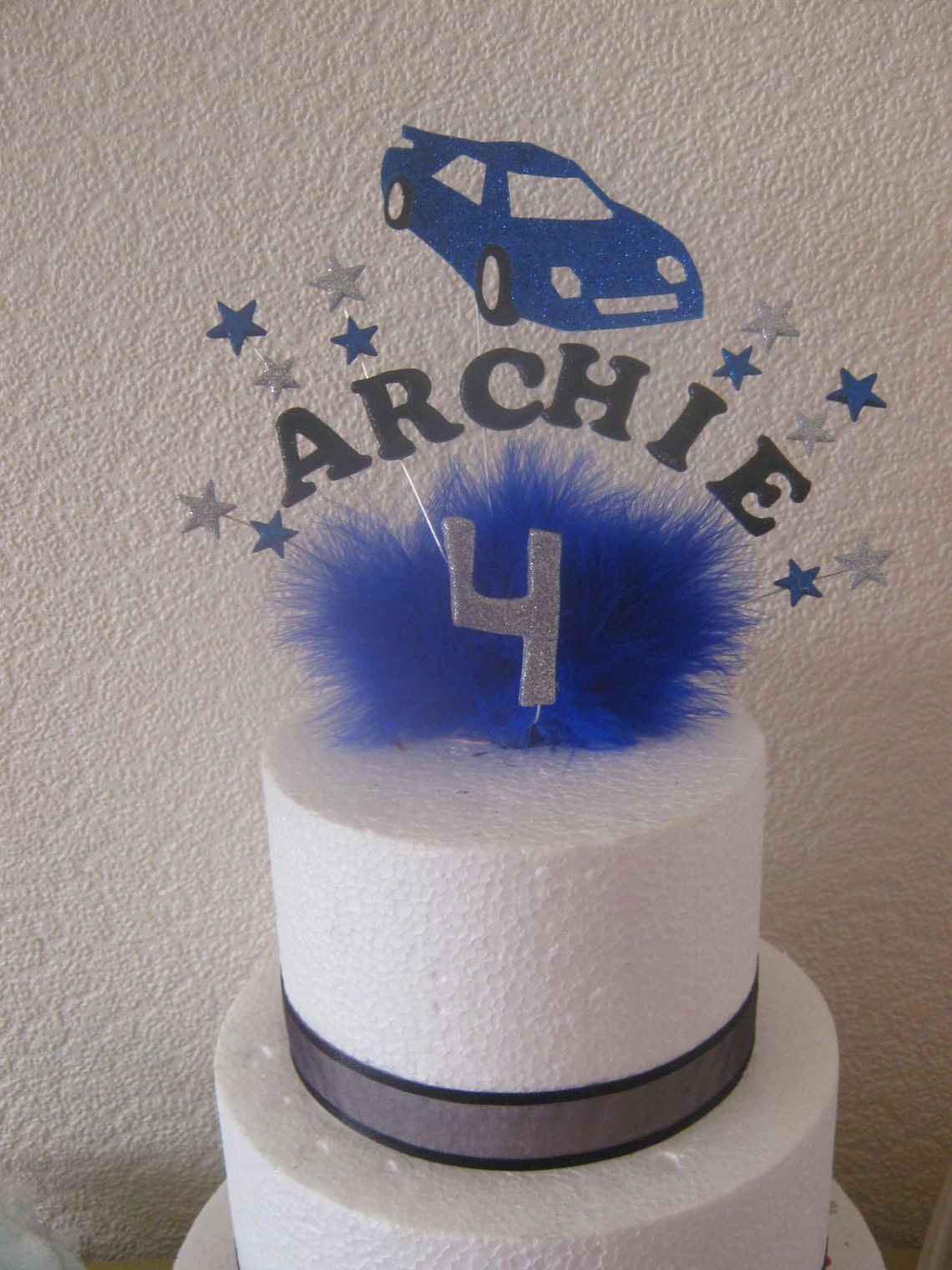 Handmade Large Car Cake Topper With Name and Age With Your | Etsy