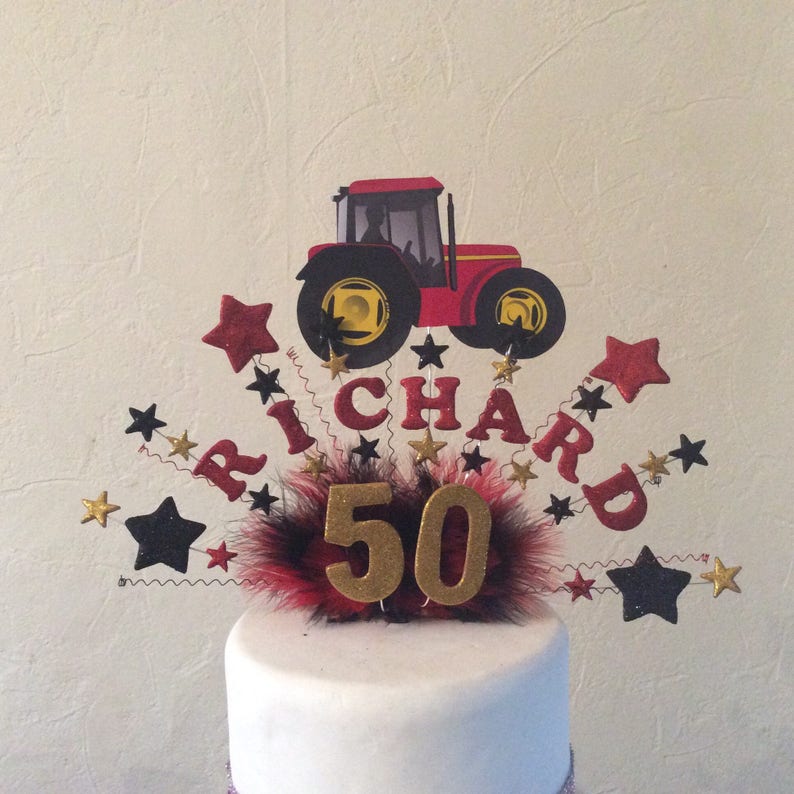 Tractor Cake Topper /centre Piece . Made With Your Choice of Name and ...