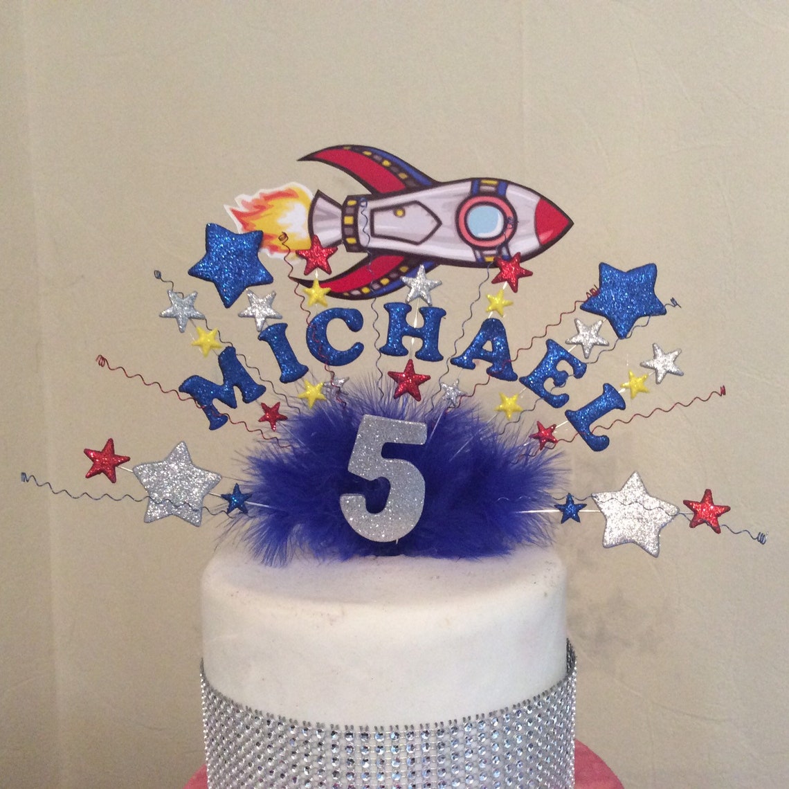 Handmade Space Rocket Cake Topper /centre Peice Made With Your Choice ...