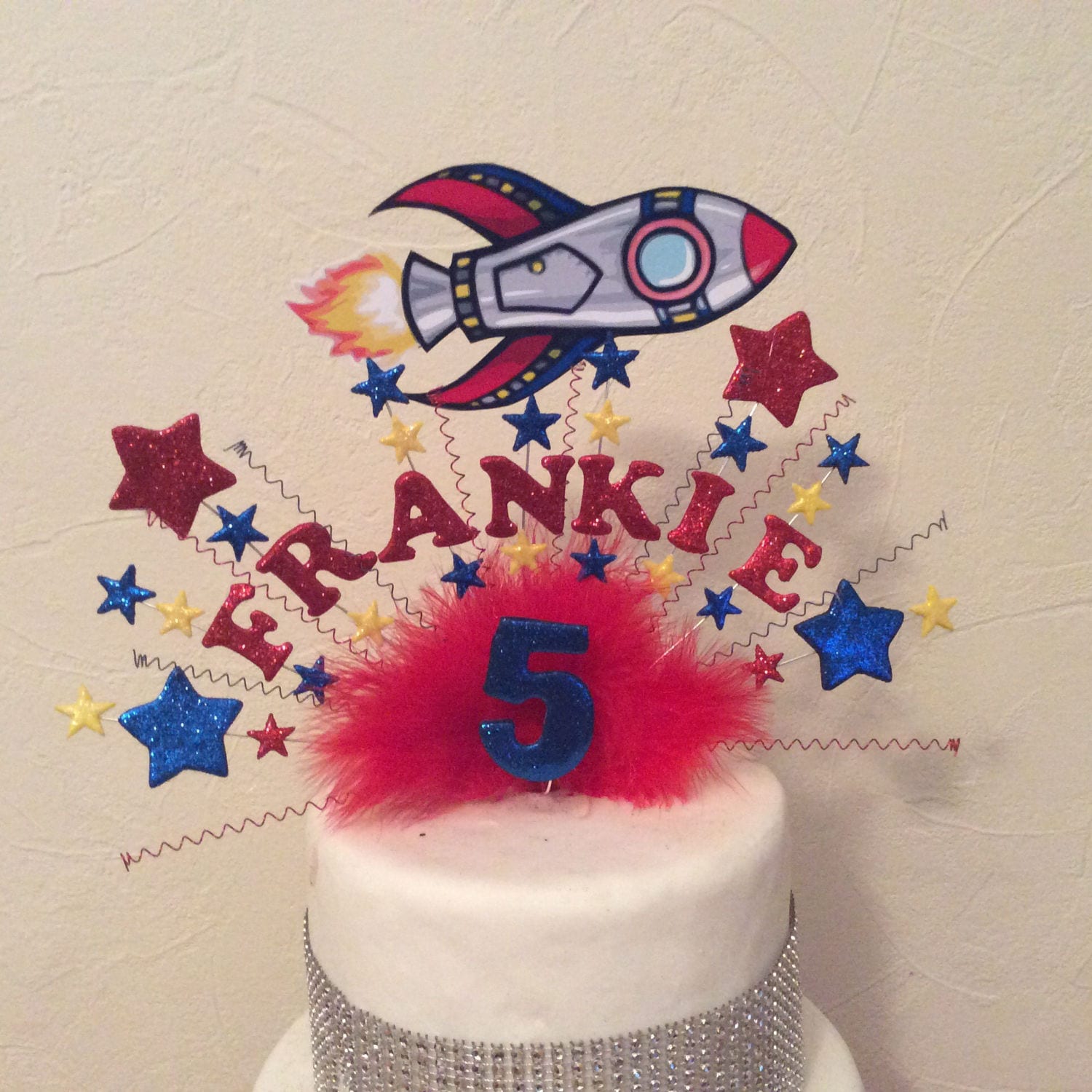 Handmade Space Rocket Cake Topper /centre Peice Made With Your Choice ...