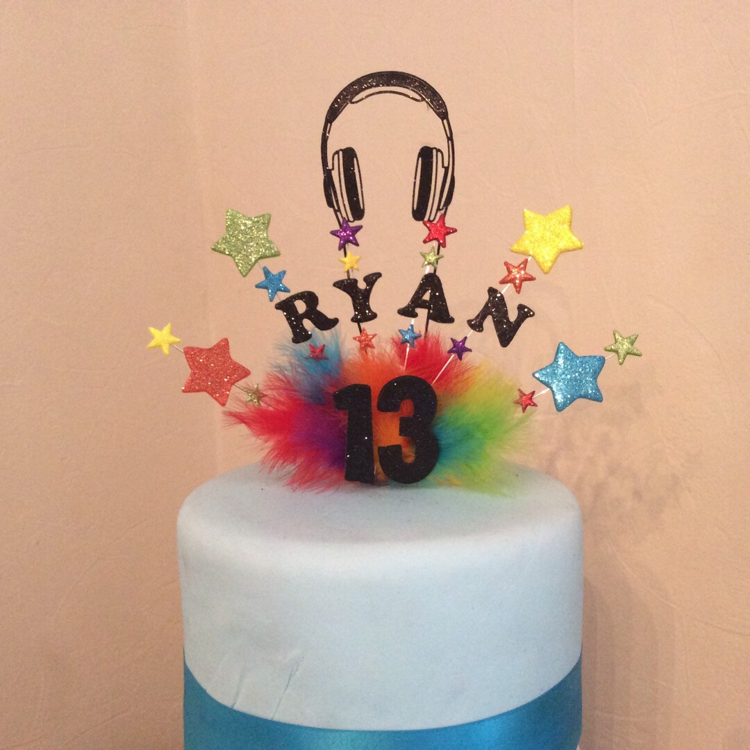 Personalised Headphone Music , Rainbow Birthday Cake Topper - Etsy