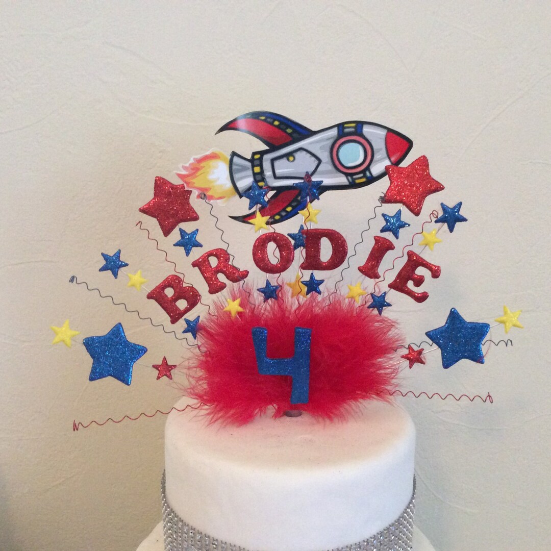 Handmade Space Rocket Cake Topper /centre Peice Made With Your - Etsy
