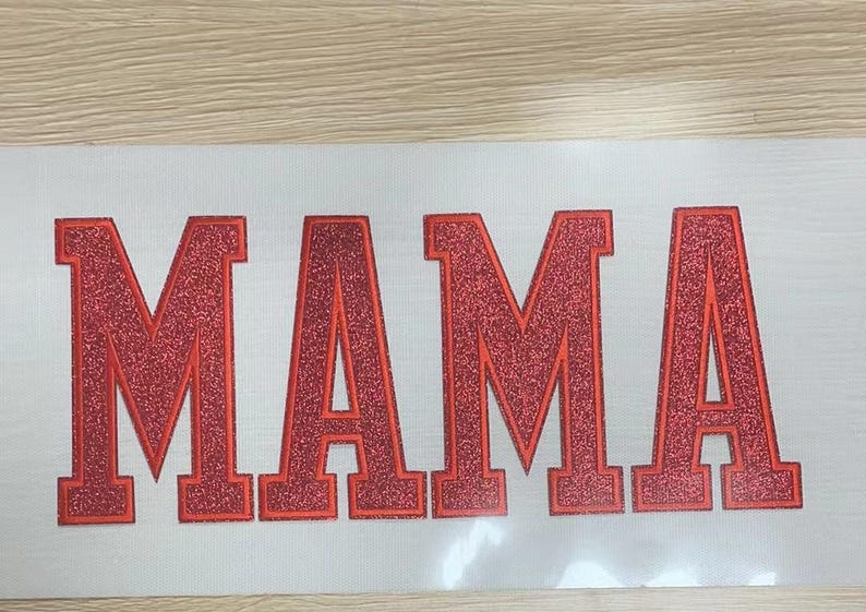 Mama / Glitter Patches With RED Embroidery Edging - Glitter Patches ...