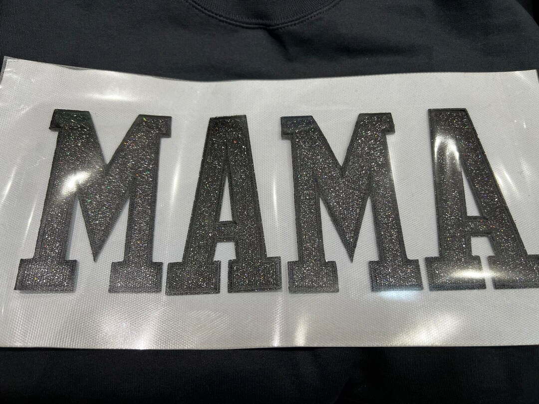 Mama / Glitter Patches With Black Embroidery Edging - Glitter Patches ...
