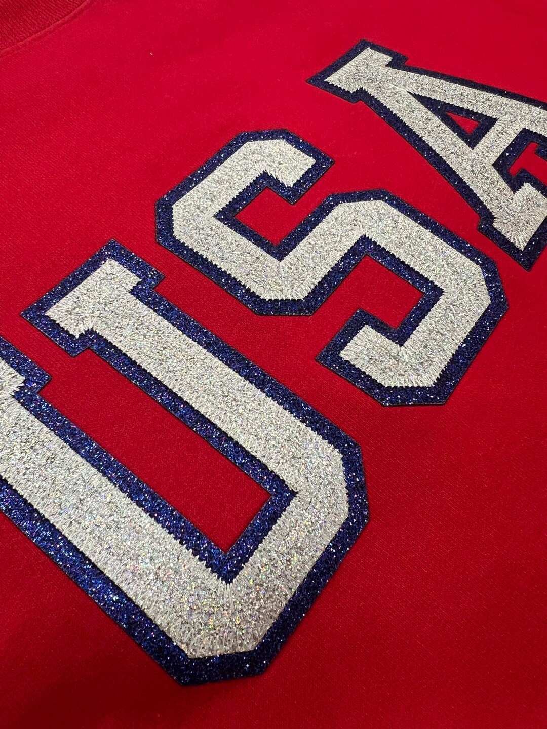 USA Iron on Glitter Patches With Royal Blue-glitter Edging - Patriotic ...