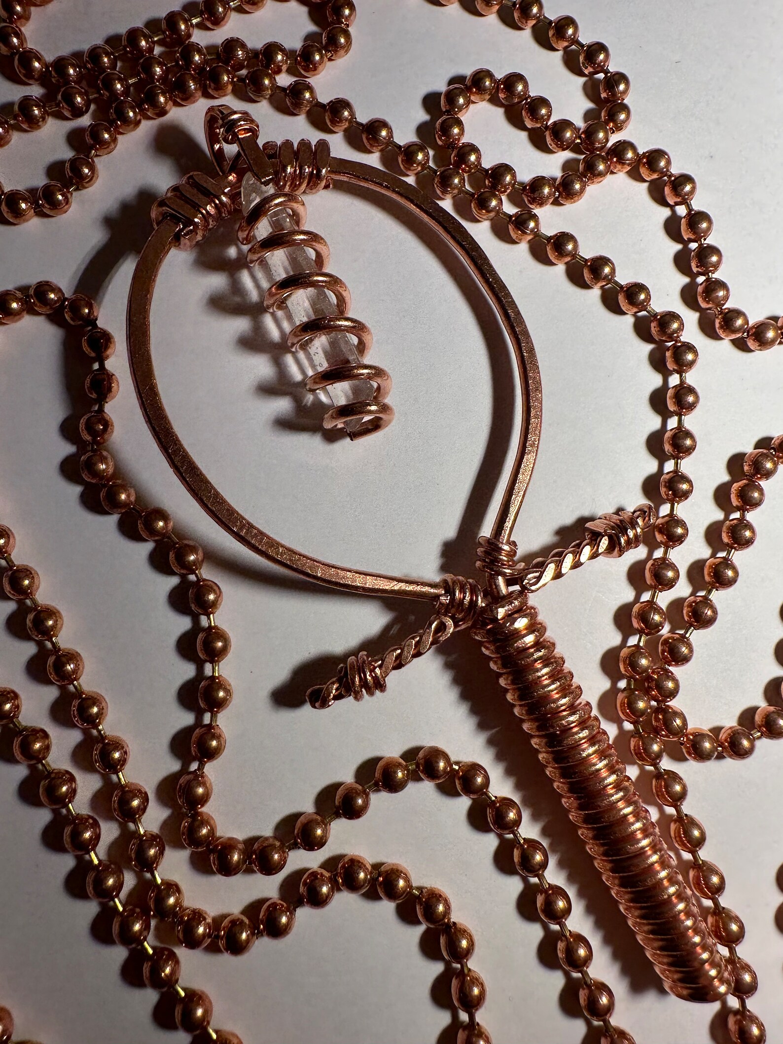 Copper Ankh // Statement Necklace // Wire Wrapped Crystal // Copper ...