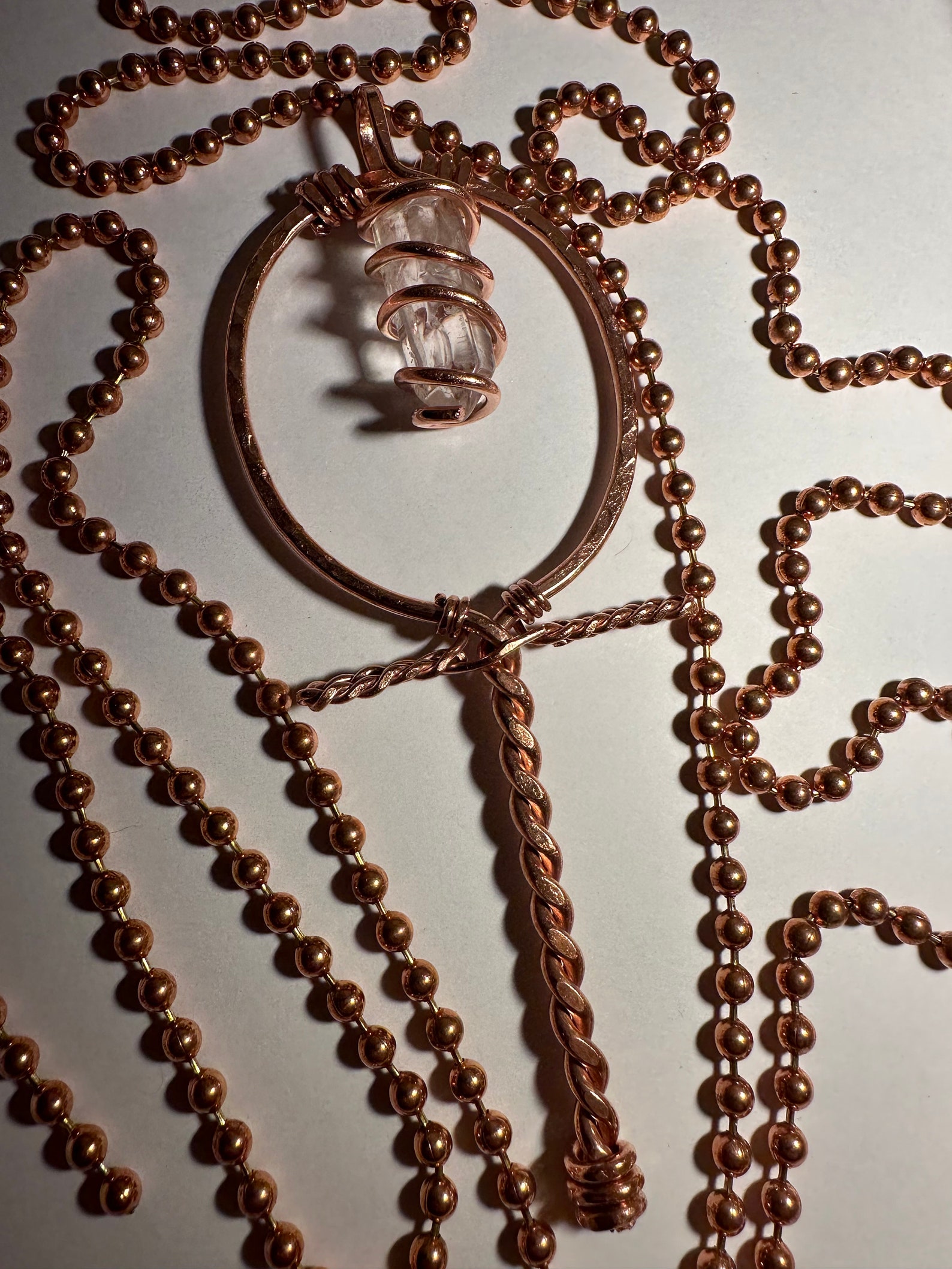 Copper Ankh // Statement Necklace // Wire Wrapped Crystal // Copper ...