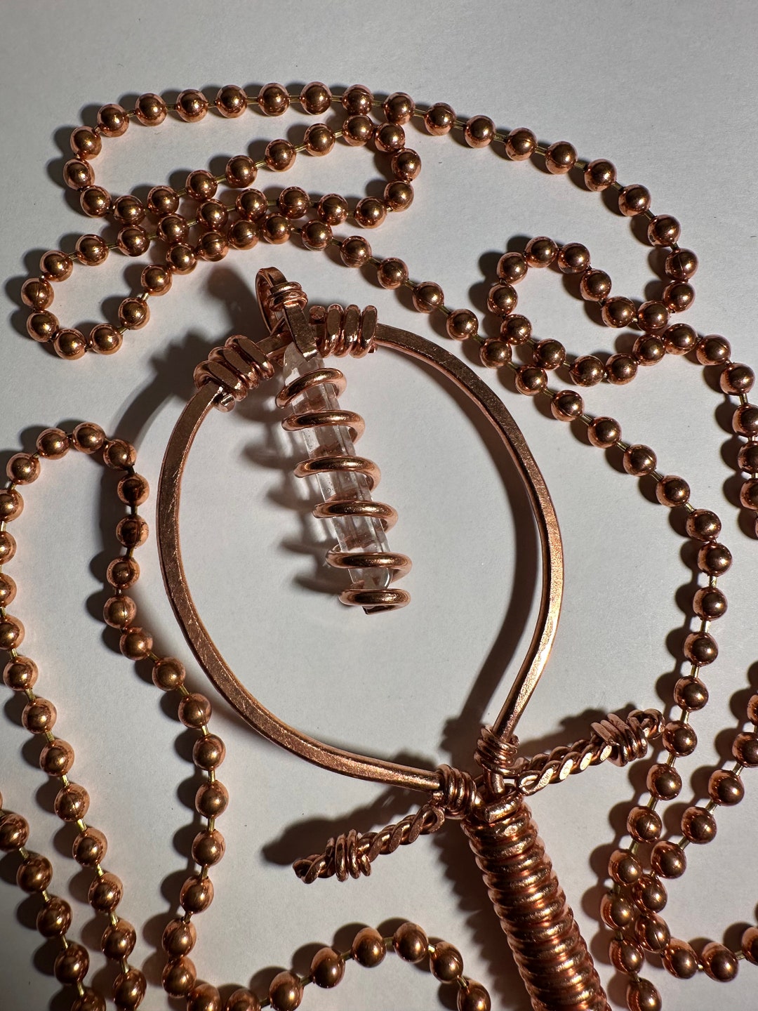 Copper Ankh // Statement Necklace // Wire Wrapped Crystal // Copper ...