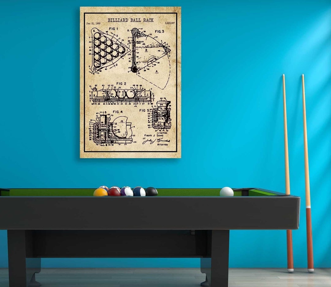 1969 Billiard Ball Rack Patent Drawing Vintage Poster Art - Etsy Ireland