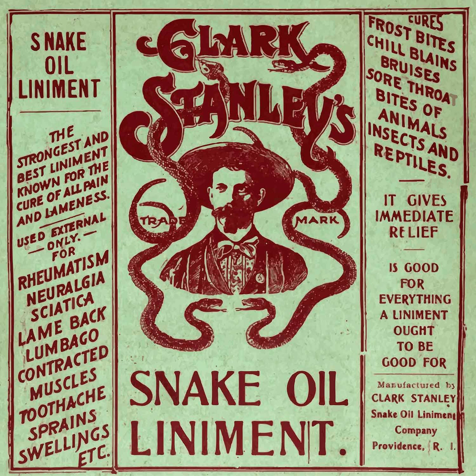 1872 Clark Stanley's Snake Oil Liniment Poster Art Printed | Etsy