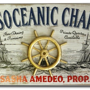 Beach House/inn Sign, Personalized, Wood, Ship Wheel 3D Relief, 11x24 ...