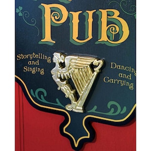 Irish Pub Sign With 3D Harp Relief, Personalized, Wood, 28x12 - Etsy